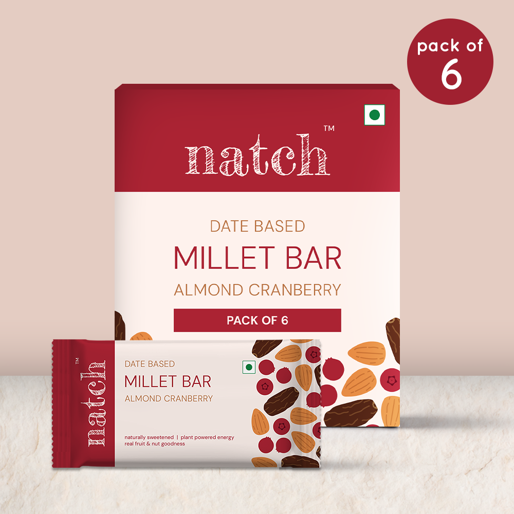 millet bar – almond cranberry (pack of 6 – 40g) – Natch Snacks