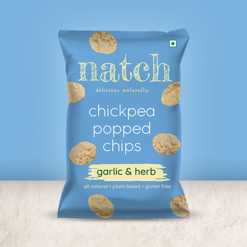 chickpea popped chips - garlic & herb (55g pack) – Natch Snacks