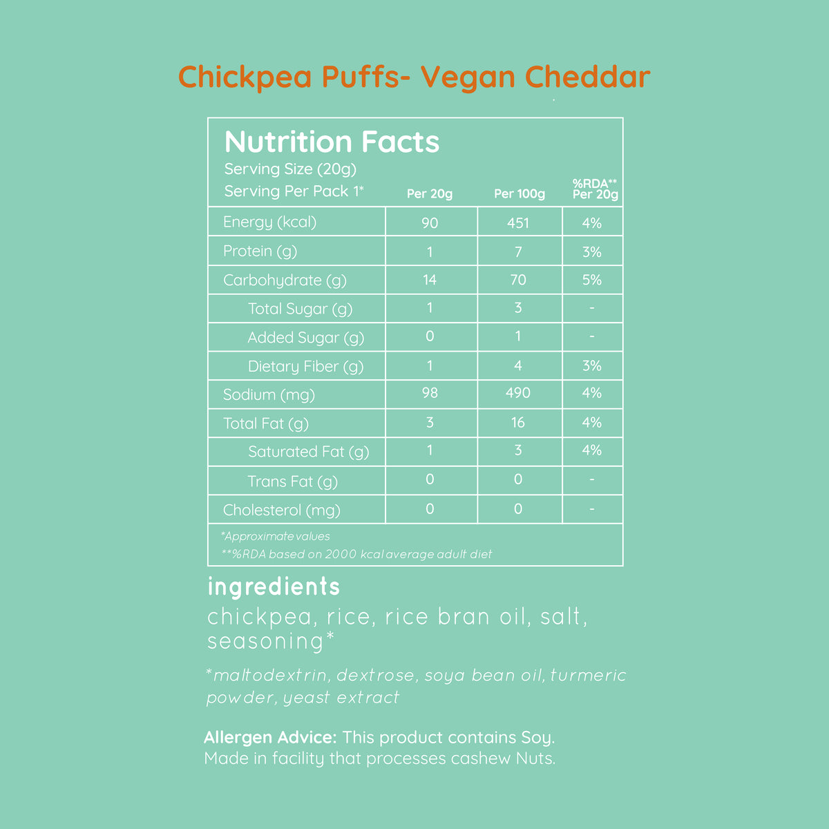 chickpea puffs - vegan cheddar (large pack - 65g) – natch