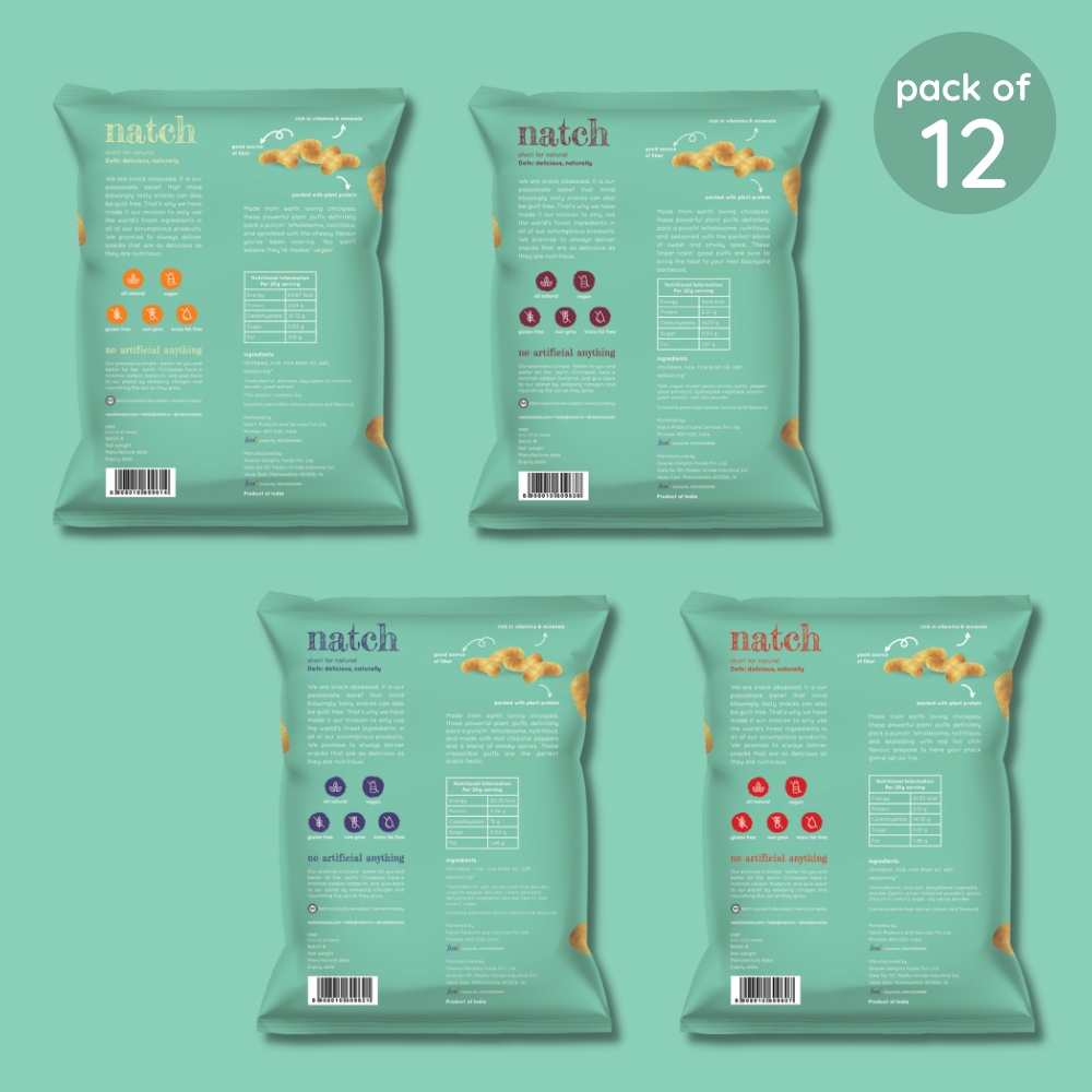 chickpea puffs - variety pack (pack of 12 - 20g) – natch